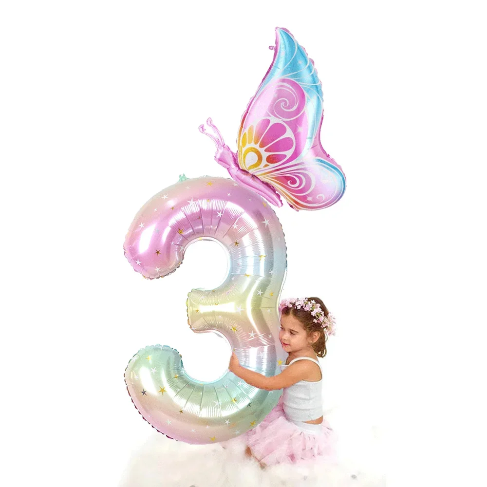 40Inch Colorful Gradient Number Balloon 0-9 Digit Foil Helium Balloon ...