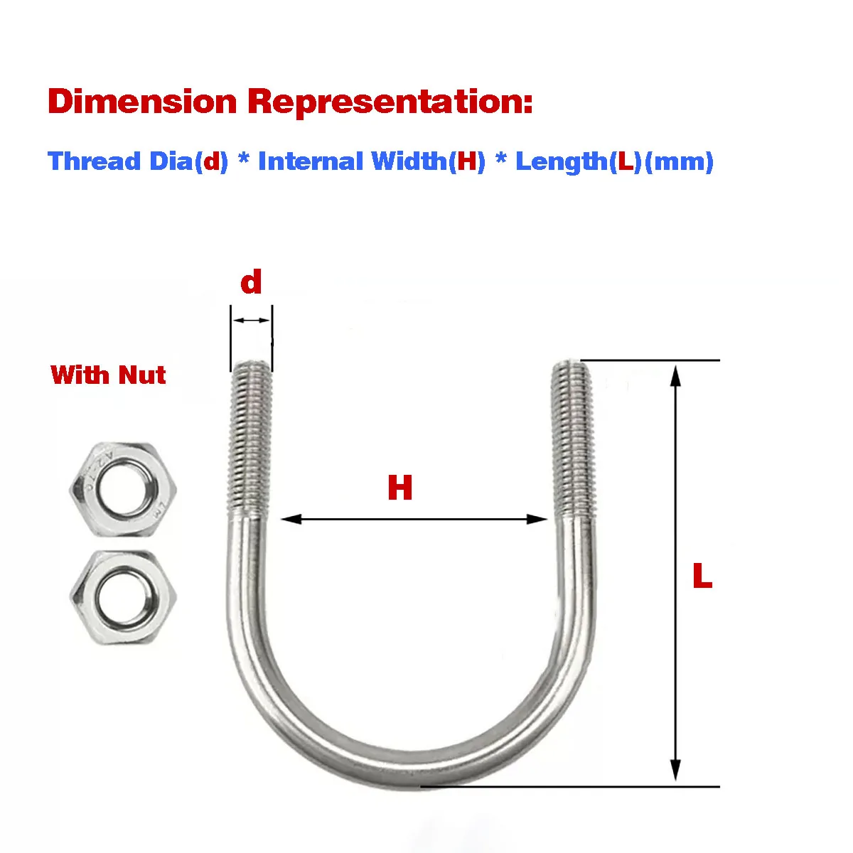 304-Stainless-Steel-U-Shaped-Screw-Horseback-Hoop-U-Shaped-Bolt-Clip ...