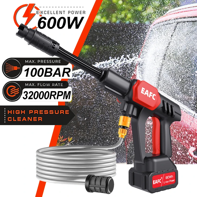 100Bar-Electric-Cordless-High-Pressure-Cleaner-Washer-Spray-Water-Gun ...