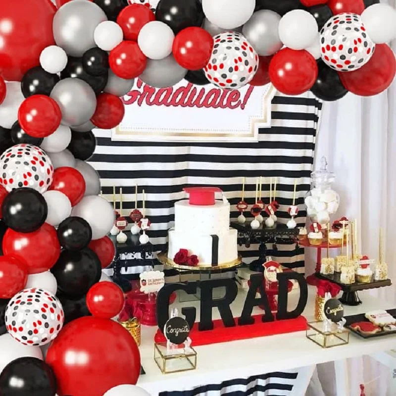 Red And White Graduation Centerpieces