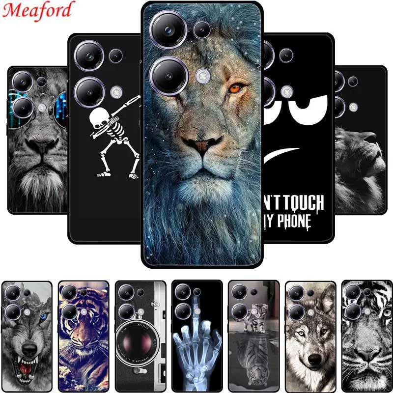For-Xiaomi-Poco-M6-Pro-4G-Phone-Case-Cover-Lion-Wolf-Tiger-Black ...