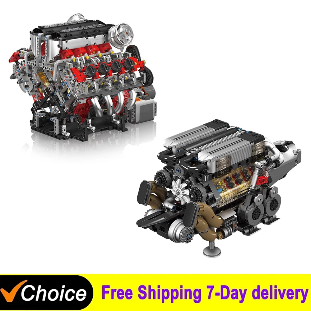 Technical-Car-Motorized-V8-Engine-Part-Building-Block-W16-Engine-for ...
