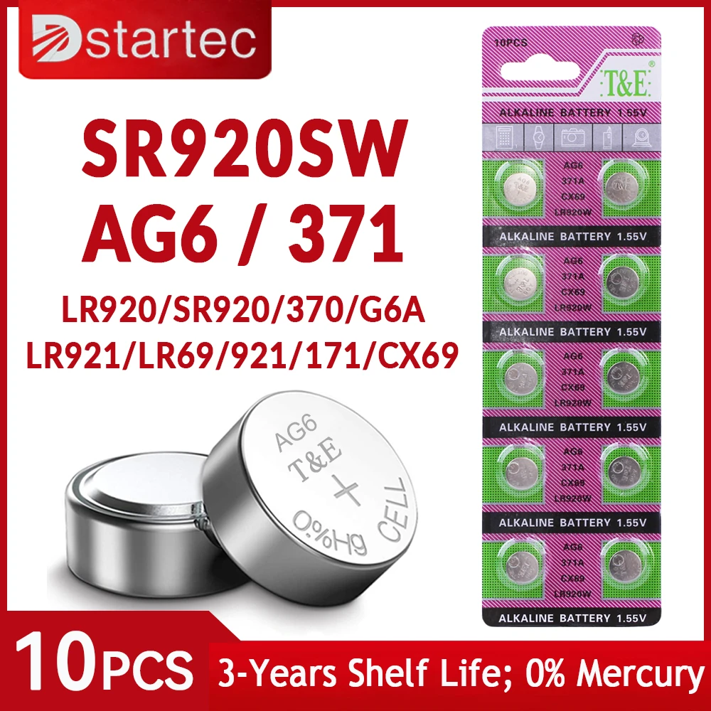 Pilas alcalinas de botón AG6 LR920 370 1,55 V para reloj de juguete ...