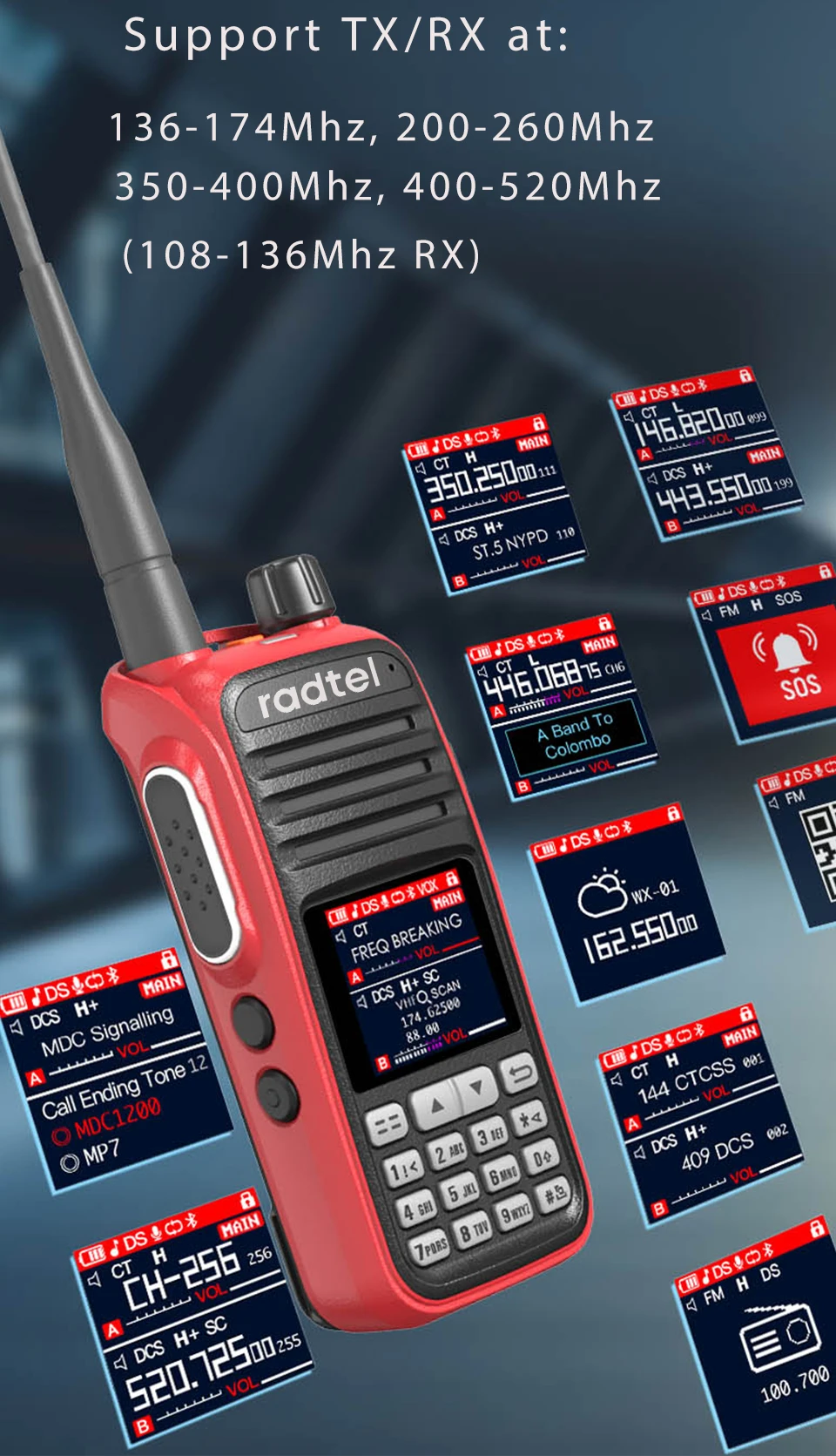 Norme verte-Radtel RT-420 6 Bandes AmPuebHam Radio Bidirectionnelle ...