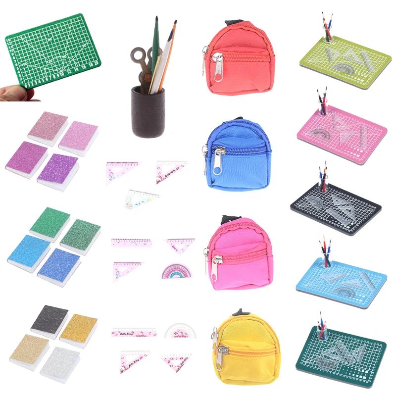 Dollhouse Miniature School Stationery Supplies Ruler Schoolbag Pencil ...