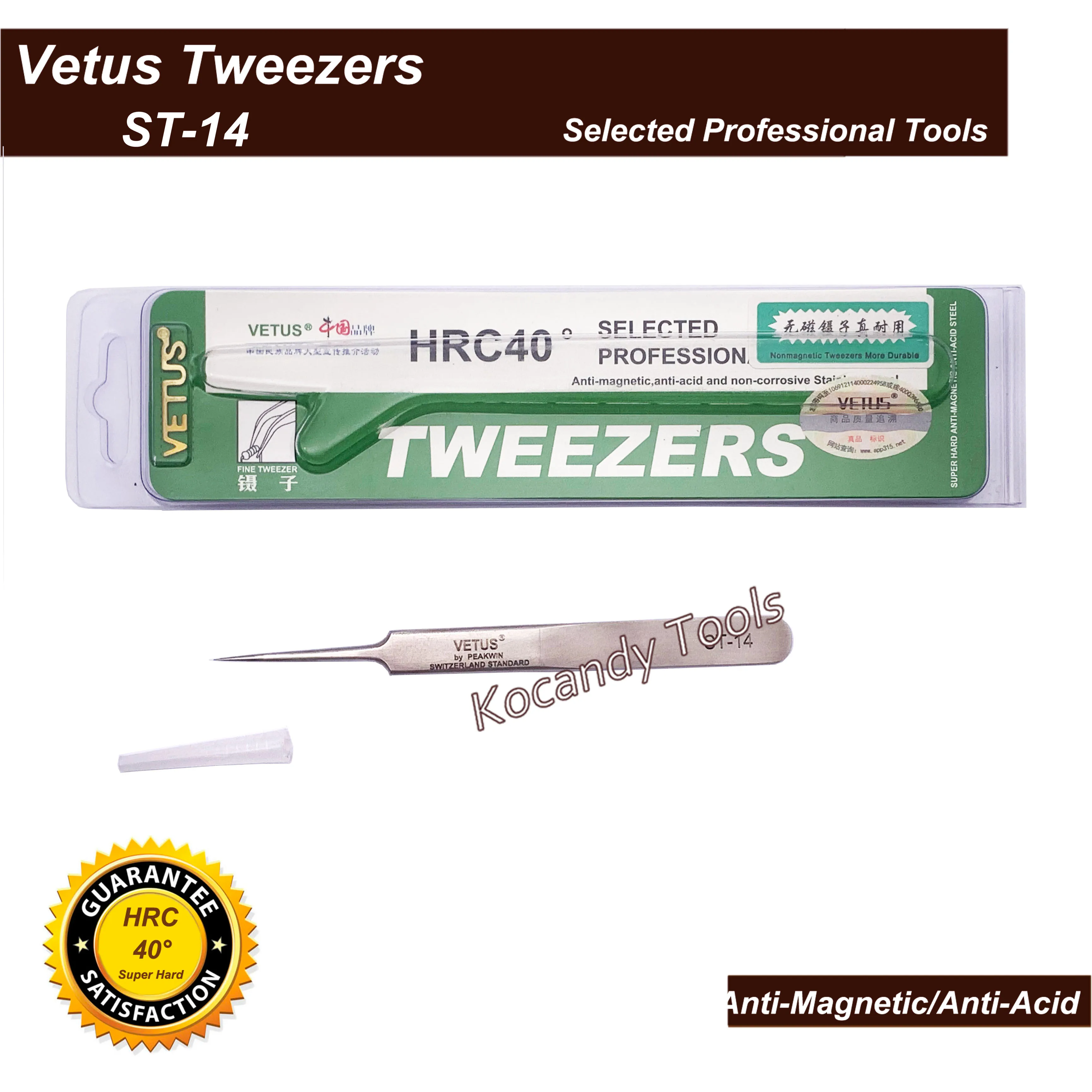 VETUS-TWEEZER-ST-14-Fine-Straight-Tip-High-Quality-Stainless-Steel ...