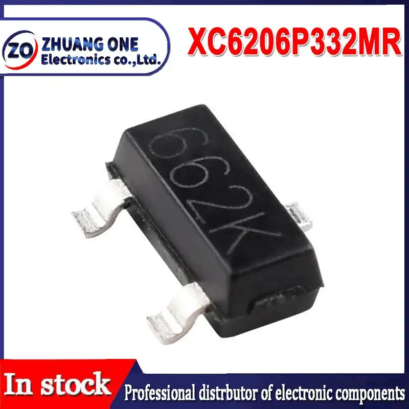 100pcs-XC6206P332MR-XC6206P332-662K-XC6206P182MR-XC6206P252MR ...