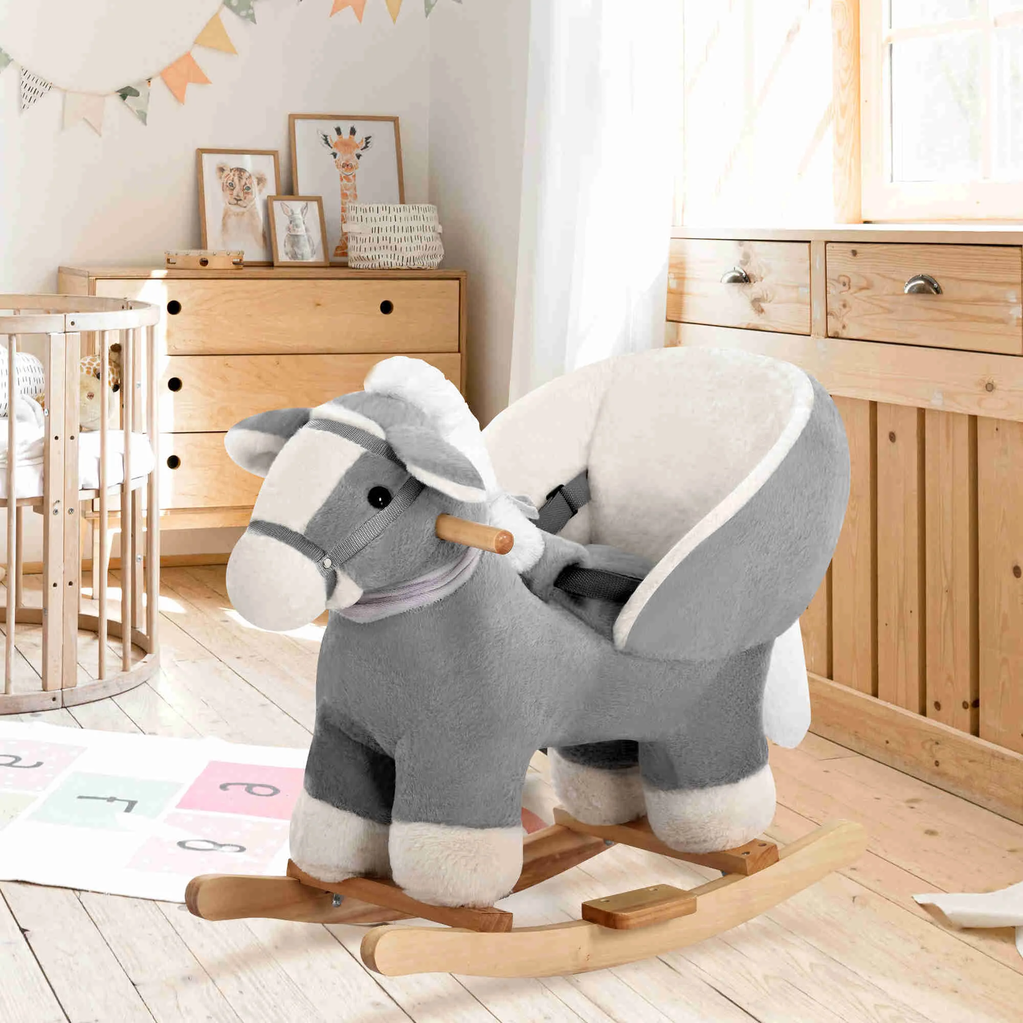 (horse), Grey Rocking Horse Toys, Plush Rocking Horse, Toddler Rocking ...