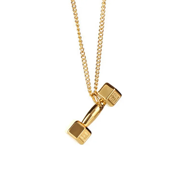 Gym Dumbbell Pendant Necklace Men and Women Sports Barbell Pendant ...