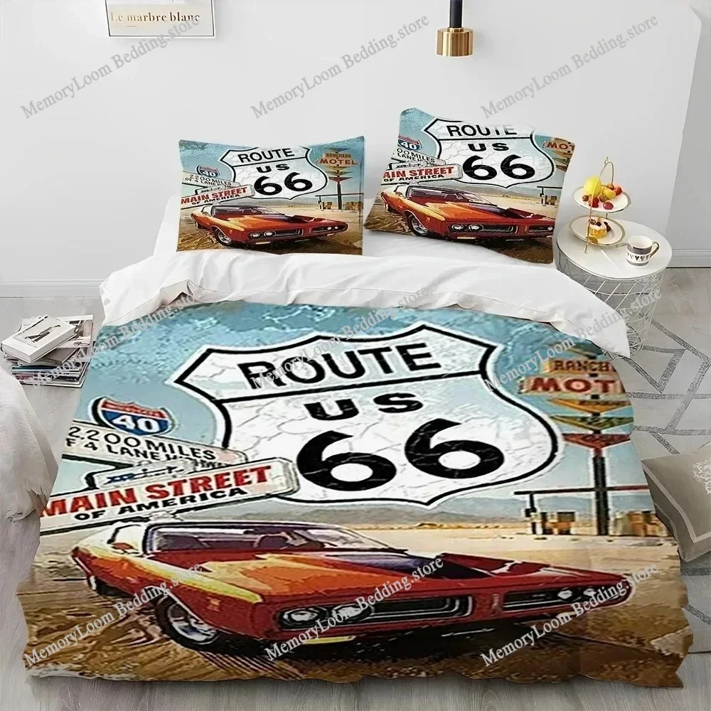 Historic Route 66 Mother Road Soft Bedding Set Single-Twin-Full-Queen ...