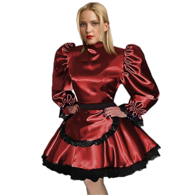 French-Sexy-Adult-Customized-Fetishist-Crossdressing-Sissy-Red-Satin ...