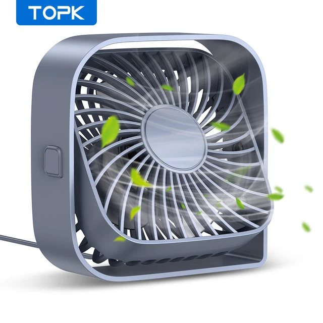 TOPK USB Desk Fan Strong Airflow & Quiet Operation Three-Speed Wind ...