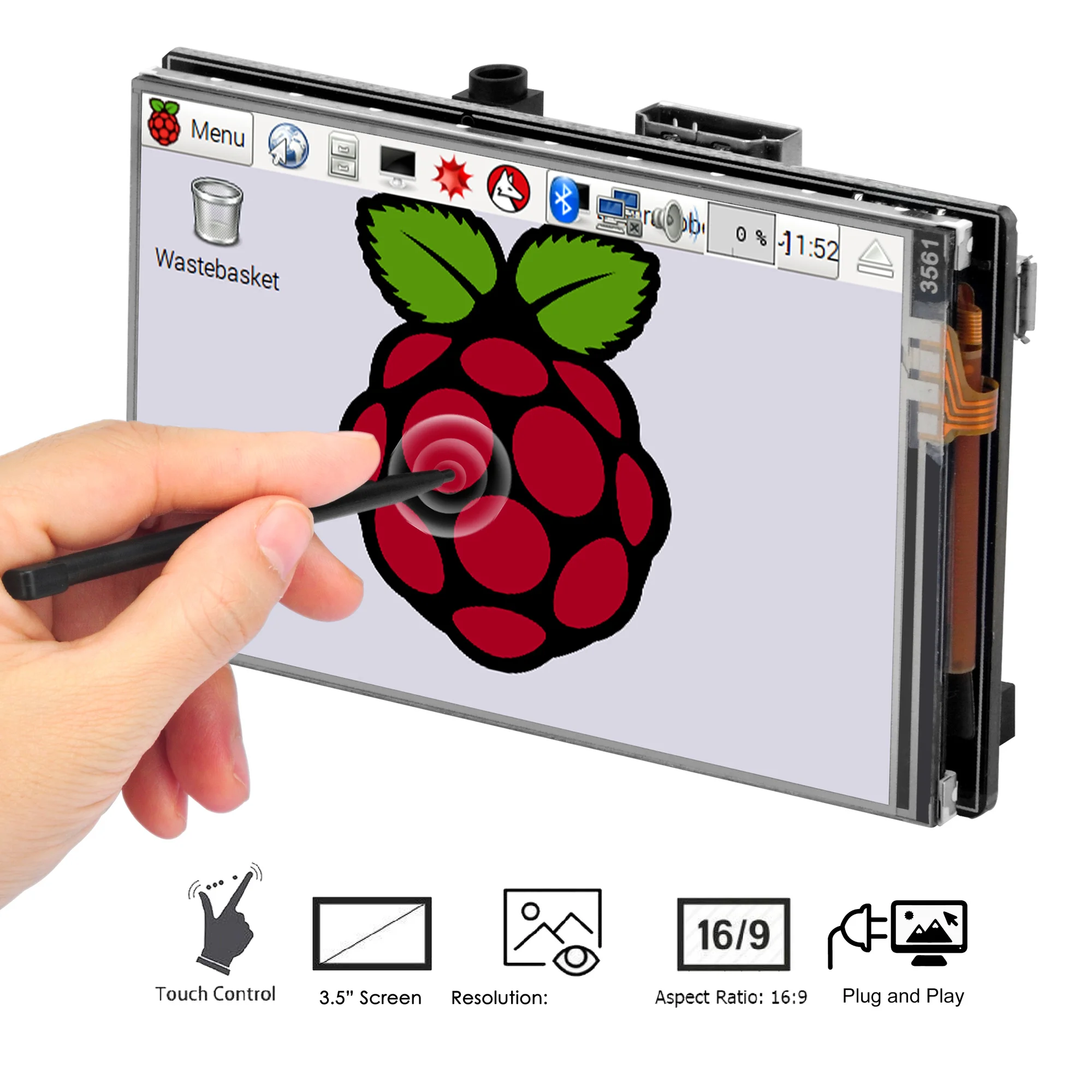 OSOYOO Touchscreen LCD Monitor HDMI Display 3,5" TFT Audio Output with Stylus and Manual for ...