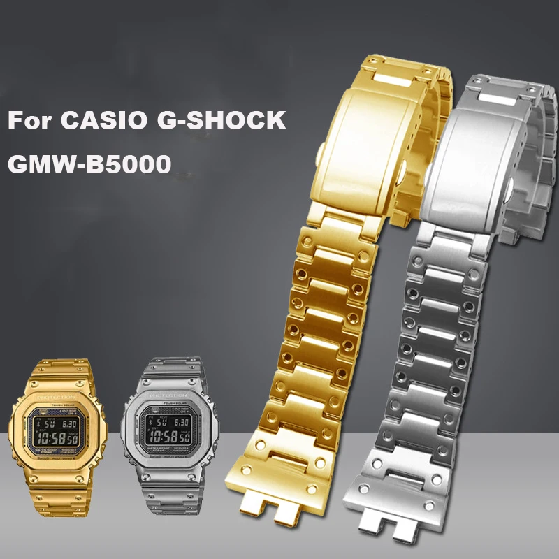 Suitable for CASIO G-SHOCK GMW-B5000 refined steel watch chain gold and ...