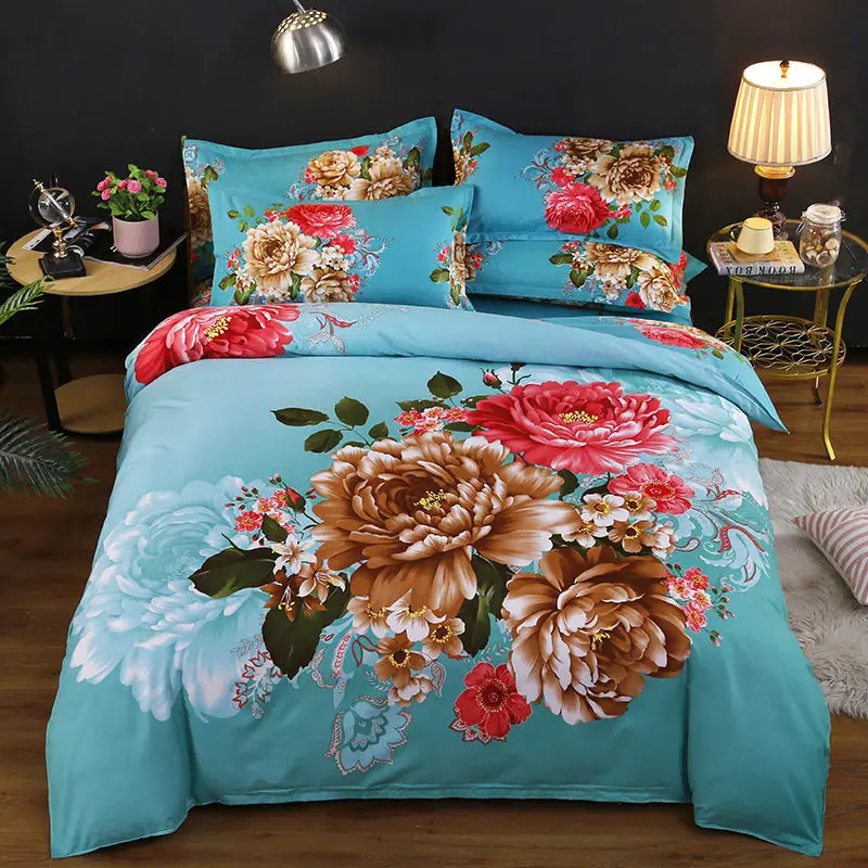 Chinese-style-big-red-thick-brushed-quilt-cover-single-piece-set ...