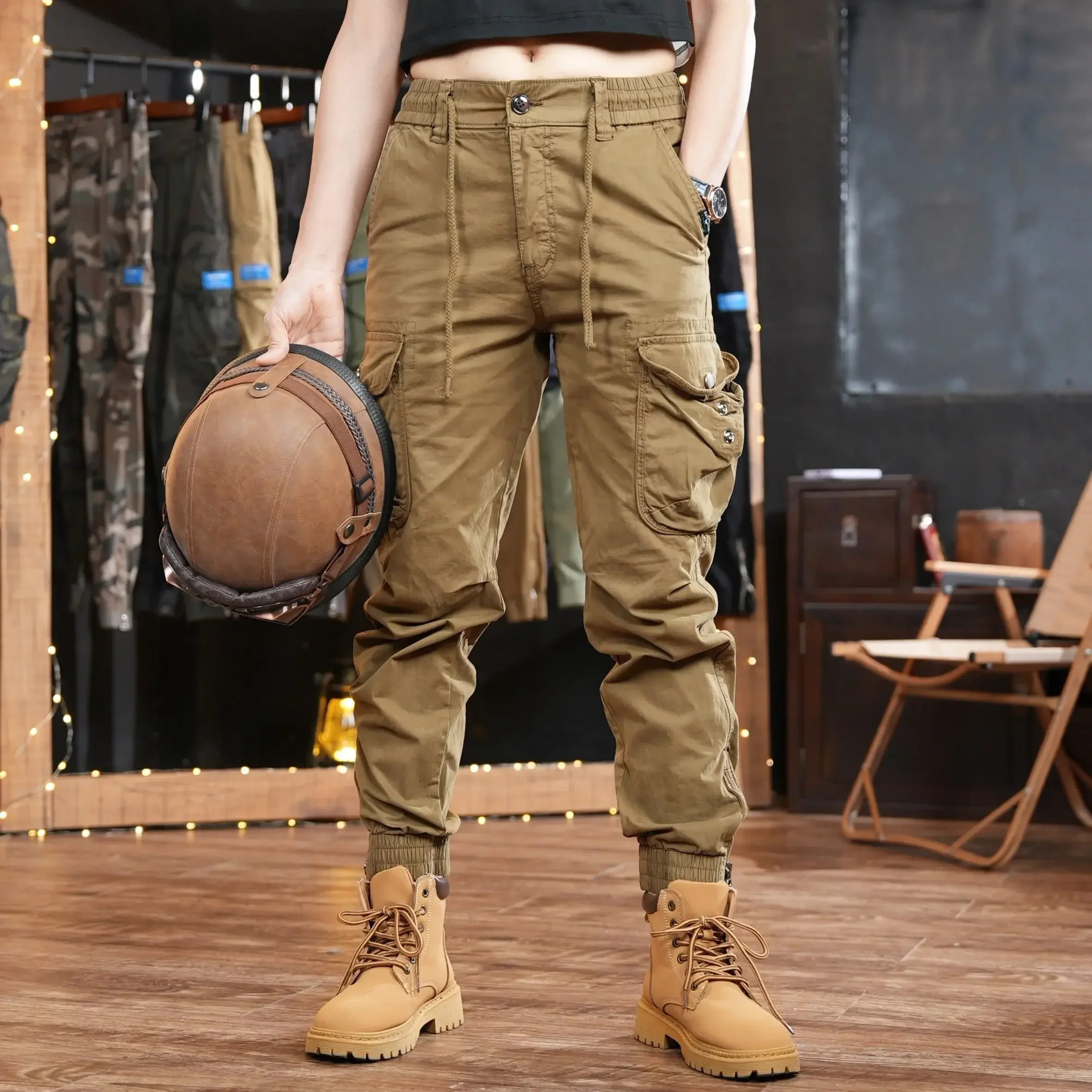 Multi-Pocket-Outdoor-Trousers-Man-Cargo-Pants-for-Men-Khaki-Hiking-Slim ...