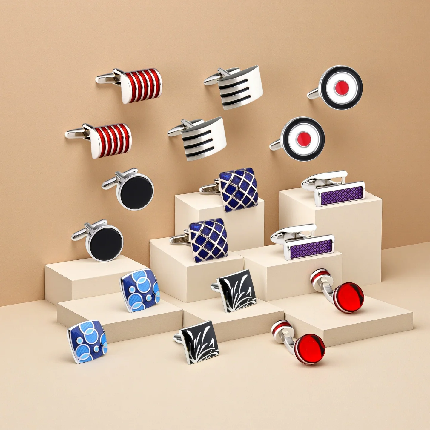28 Designs Multicoloured Epoxy Cufflinks Men Colourful Enamel Cuff ...