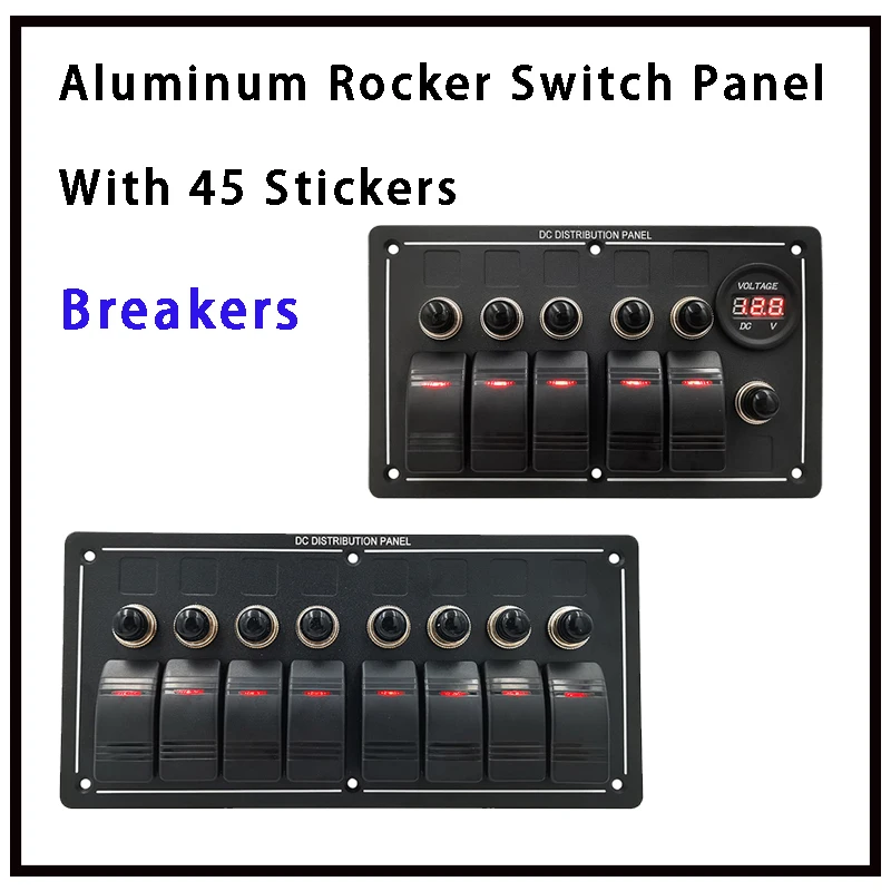 12V-Aluminun-5-8-Gang-Rocker-Switch-DC-Distribution-Panel-Voltmeter ...