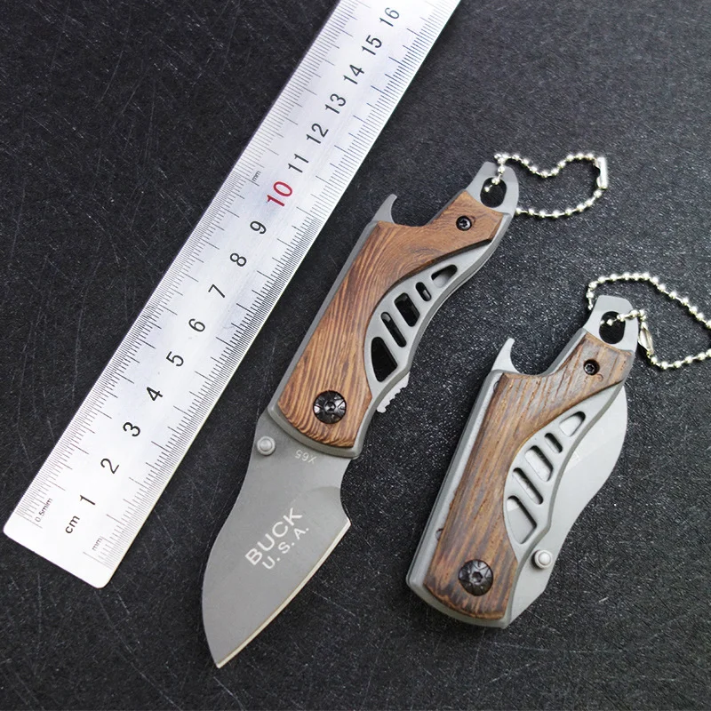 Folding-Knife-Pocket-Knife-Wooden-Handle-Tactical-Survival-Portable ...