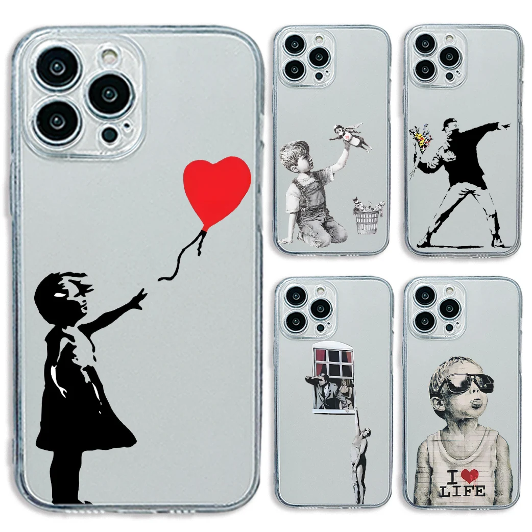 Graffiti Artist Banksy Phone Case For iPhone 15 14 13 12 11 Mini Pro ...