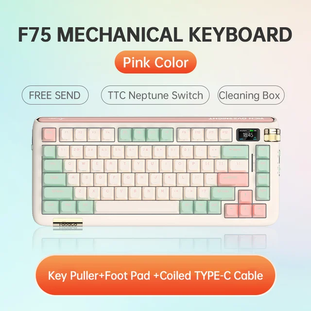 Fopato F75 Mechanical Keyboard Wireless Bluetooth 5.0/ 2.4G / Coiled ...
