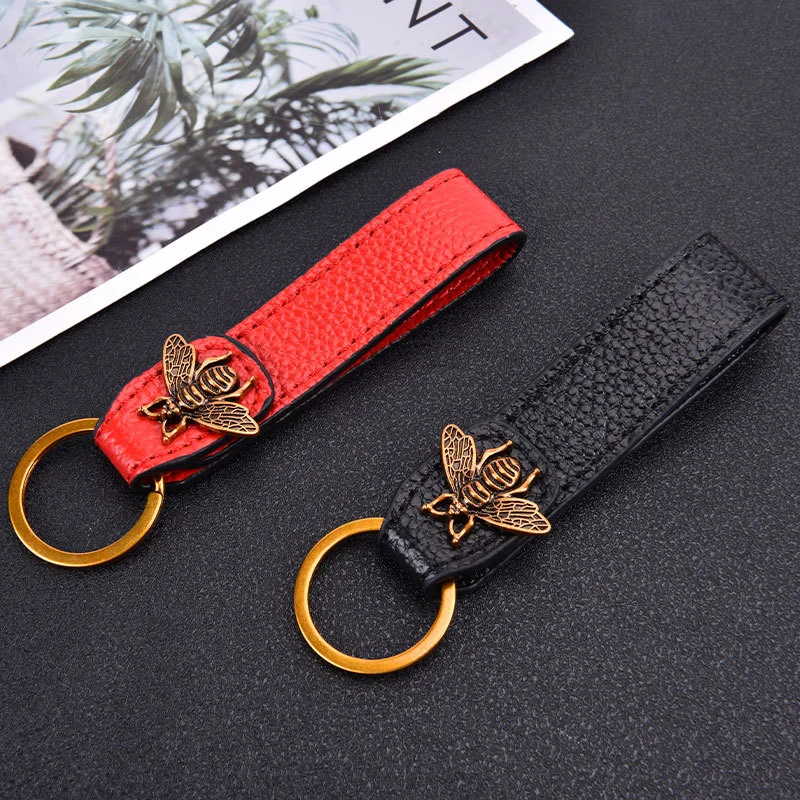 Fashion-Brand-Luxury-Design-Key-Chains-High-end-Golden-Bee-Leather ...