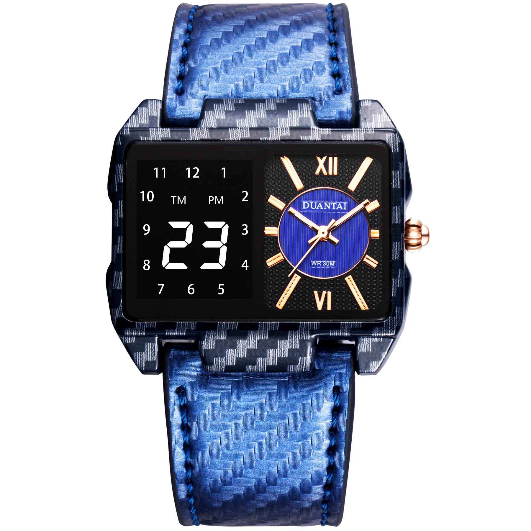 Luxury Individuality Men's Dual Display Quartz Watch Dual Time Zone ...