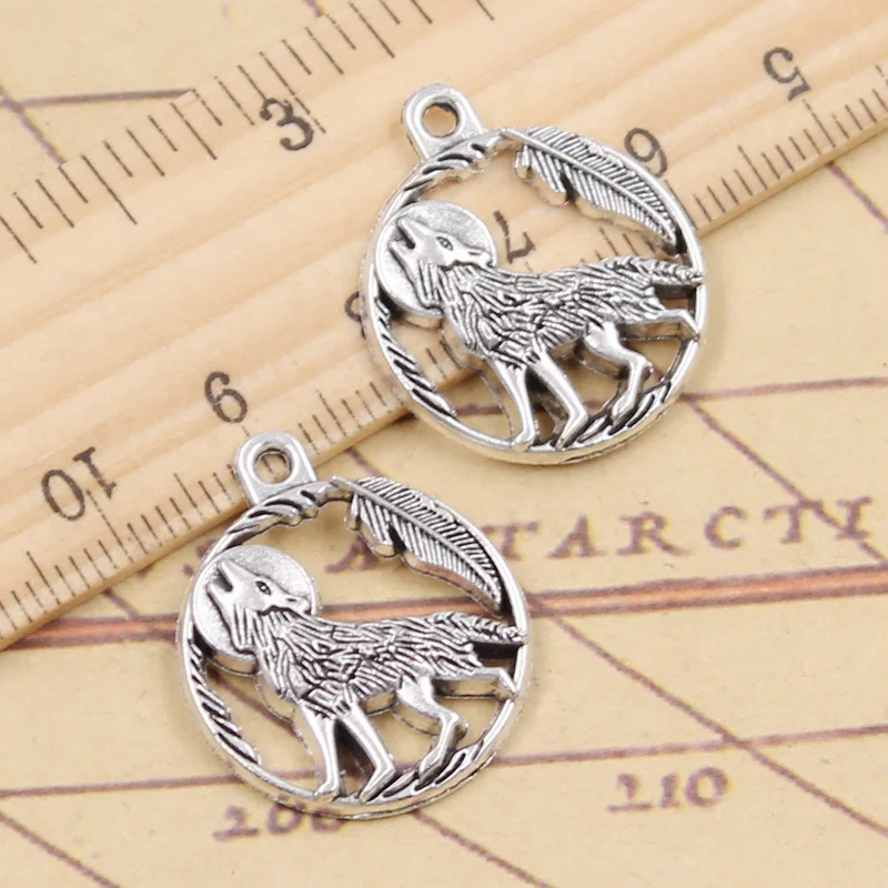 10pcs Charms Wolf Full Moon Werewolf 25x21mm Tibetan Silver Color ...