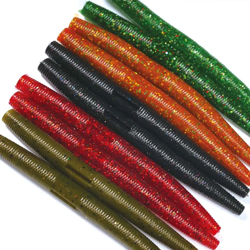 10pcs pack Silicone Worm Lure 10cm Artificial Bait Senko Slow Sinking ...