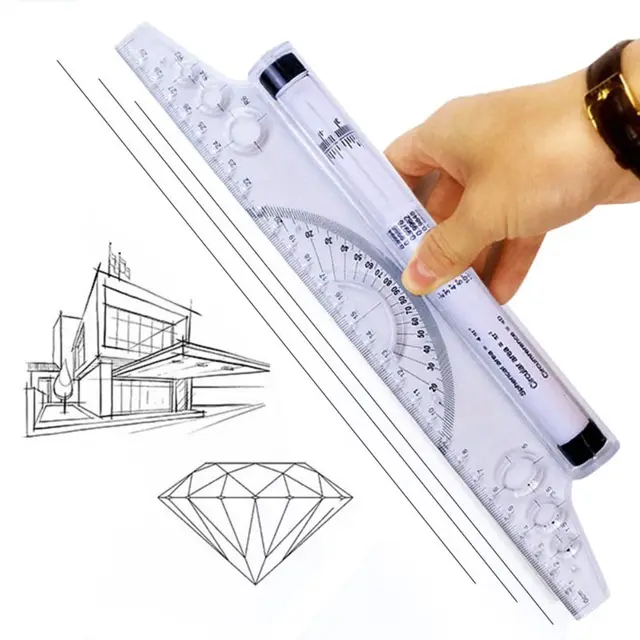 Liniaal Tekening Geometrisch Teken Ontwerpsjabloon Tekenhulpmiddel