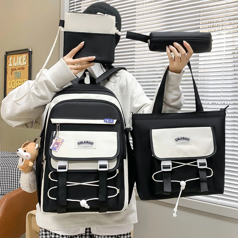 4-In-1-Women-Backpack-Trendy-Pendant-School-Bag-for-Girls-Large ...