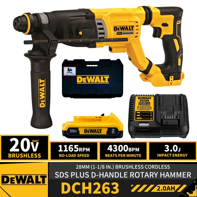 DEWALT DCH263 Kit 28MM 1-1/8in sem escova sem fio SDS D-Handle martelo ...