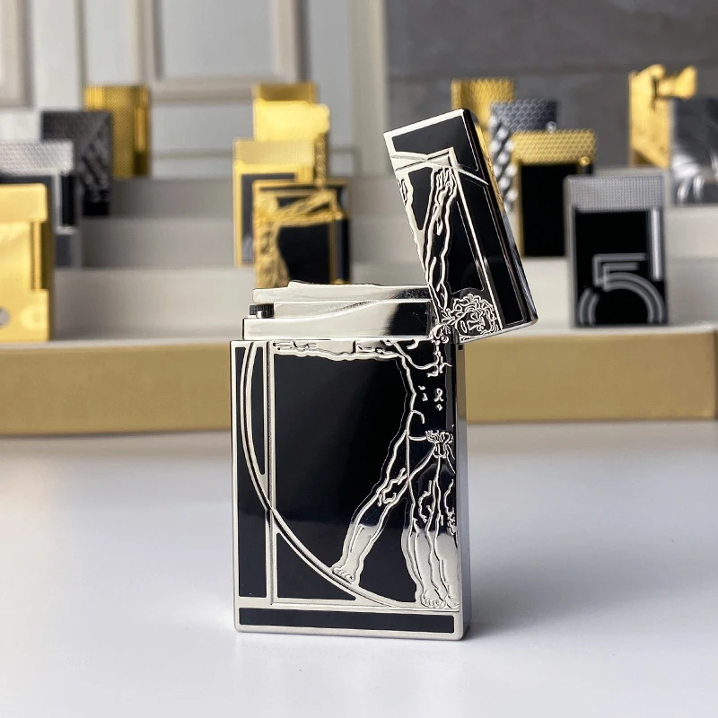 New vintage Lighter Bright Sound brass shell windproof gas lighter for ...