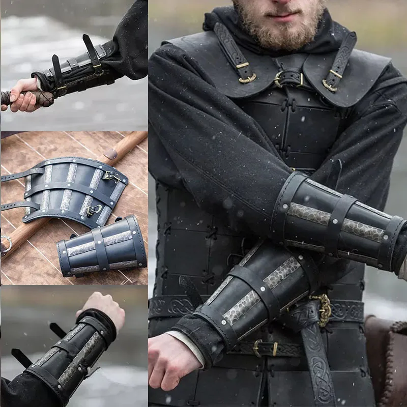 Leather Bracer Armor Medieval | Medieval Larp Viking Costume - Cosplay ...