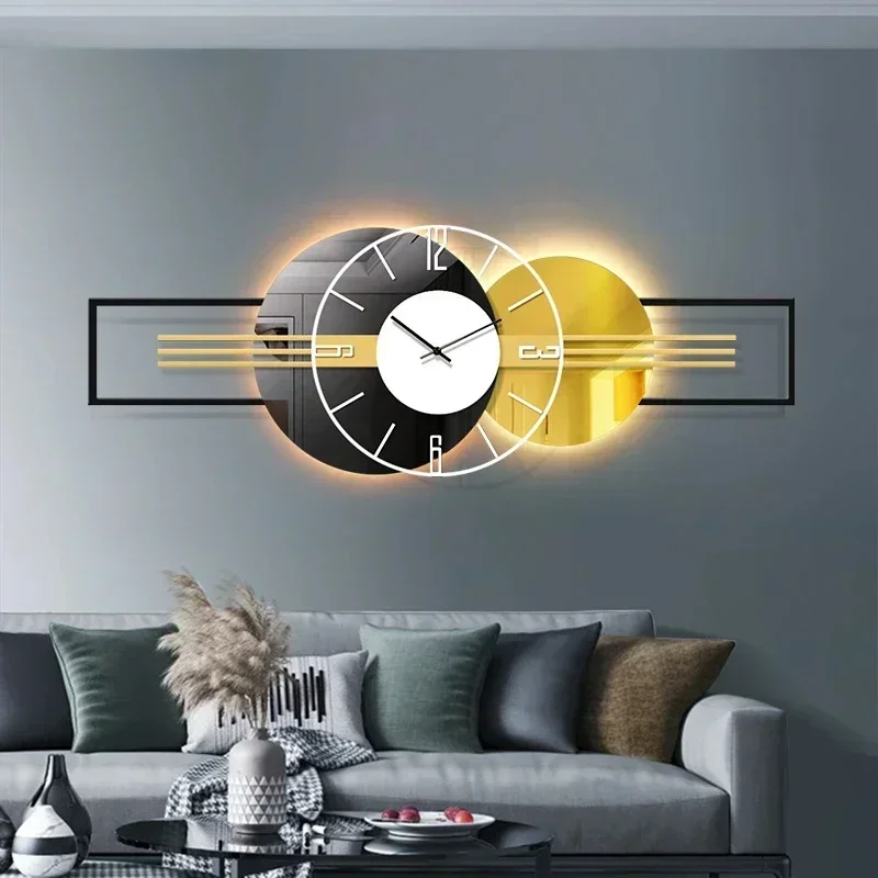 Wall-Clock-Modern-Design-Dining-Room-Decor-Luxury-Wall-Watch-Mirror ...