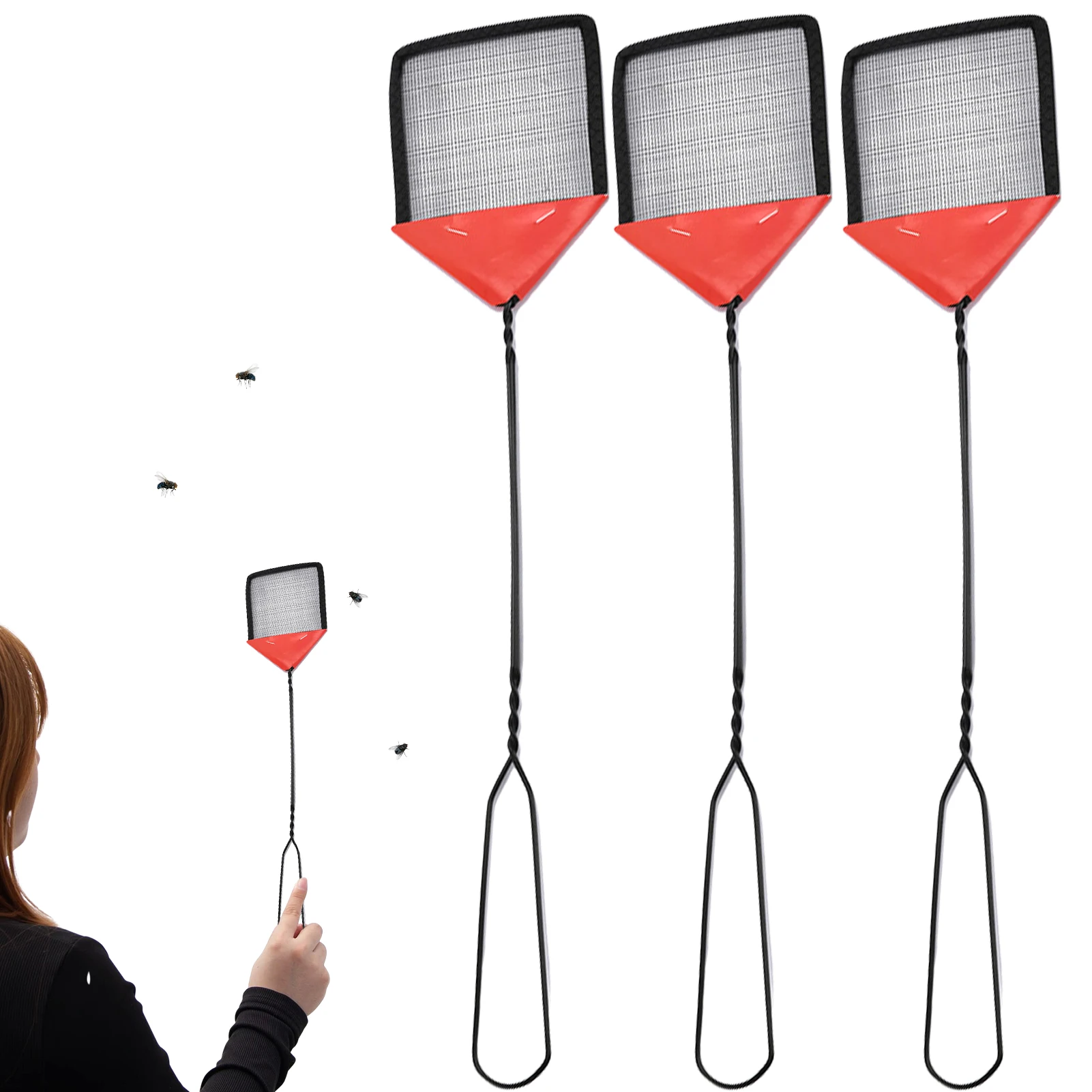 3-5pcs-Fly-Swatter-Set-Metal-Handle-Heavy-Duty-Prevent-Mosquito-Tool ...