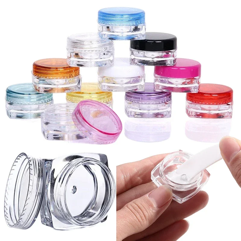 50Pcs-3g-5g-Square-Cosmetic-Jars-Sample-Pots-Plastic-Clear-Make-up ...