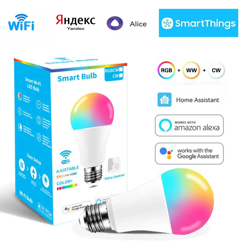 Wifi Lamp 15w Ampoule Led E27 Smart Light Bulb B22 Intelligent ...