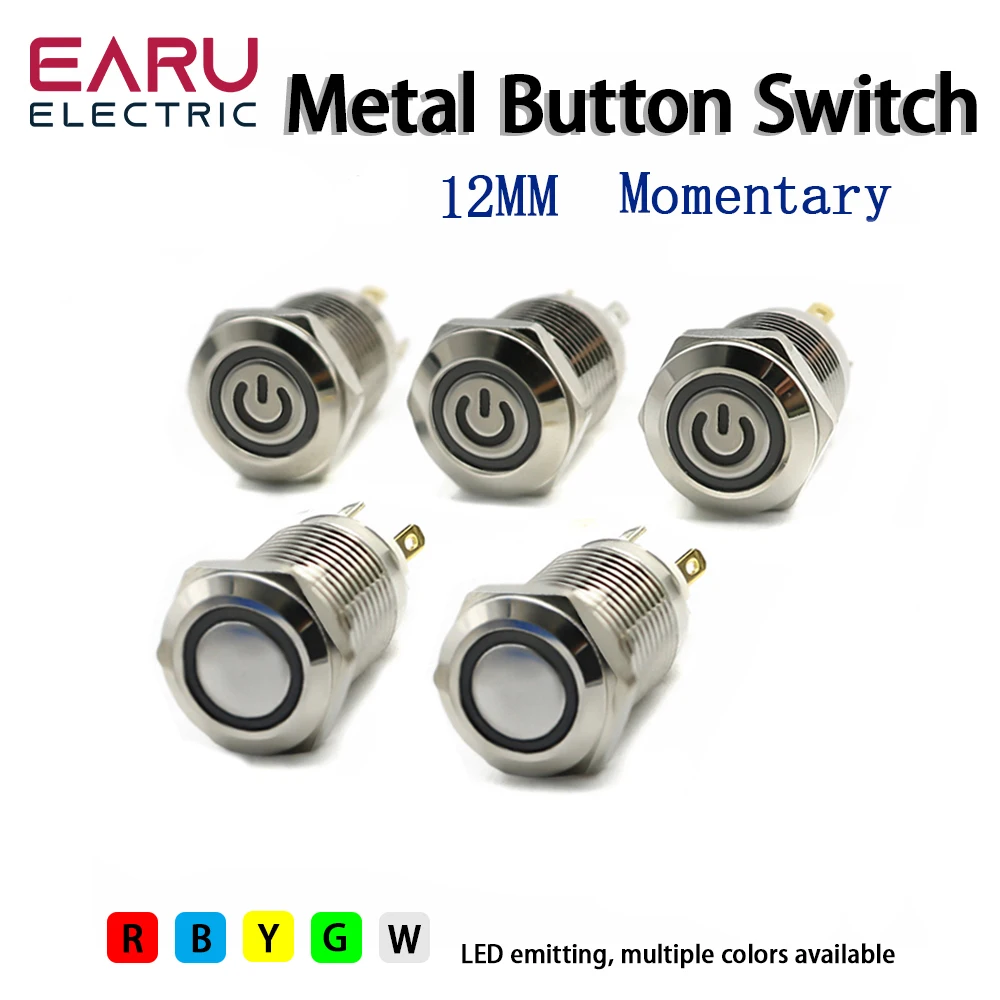 12mm-Metal-Button-Switch-5V-12V-24V-With-LED-Light-Momentary-Small ...