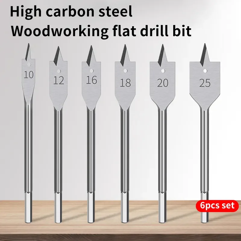 Woodworking-Flat-Drill-Bits-Three-point-Bit-Set-Drawer-Door-Lock-Boring ...
