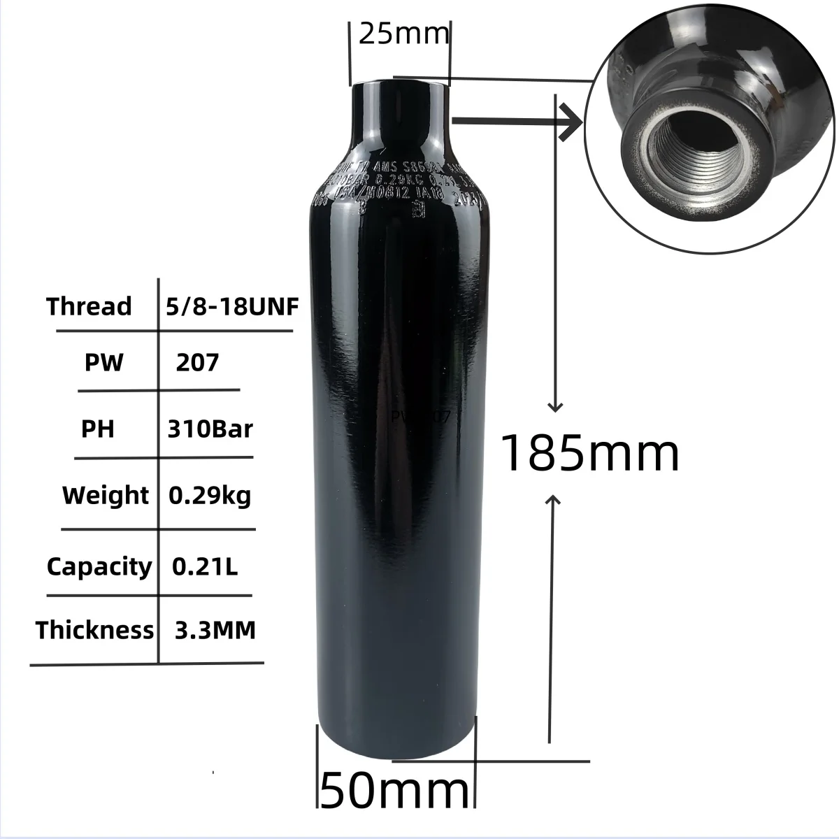 0.2L aluminum bottle Soda Drink Gas Filling Bottle High Pressure Air ...