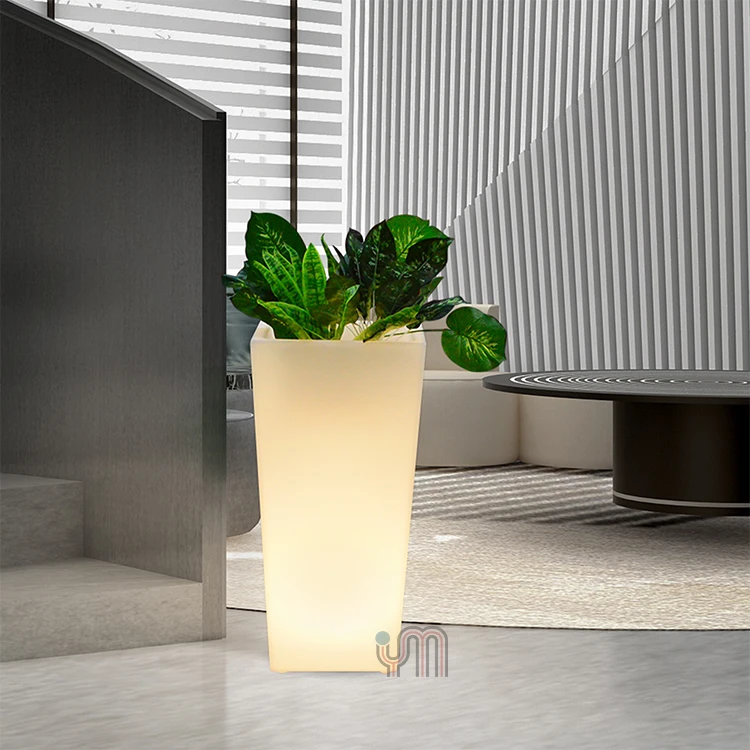 IP65 Solar Glowing Tall Planters 32 Inch Large Outdoor Planters Flower ...