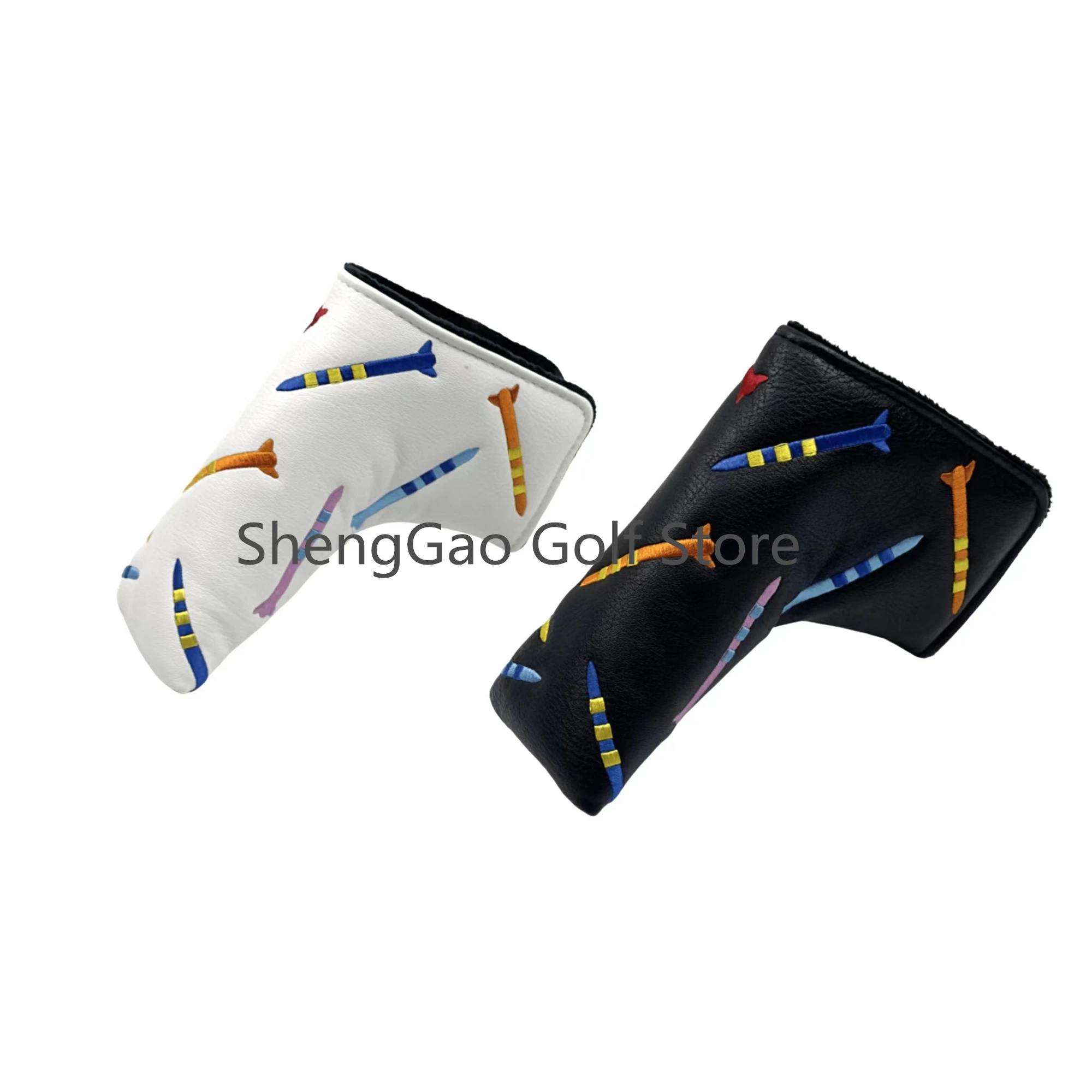 1pc Golf Putter Cover PU Leather Rocket Pattern Golf Club Cover Blade ...