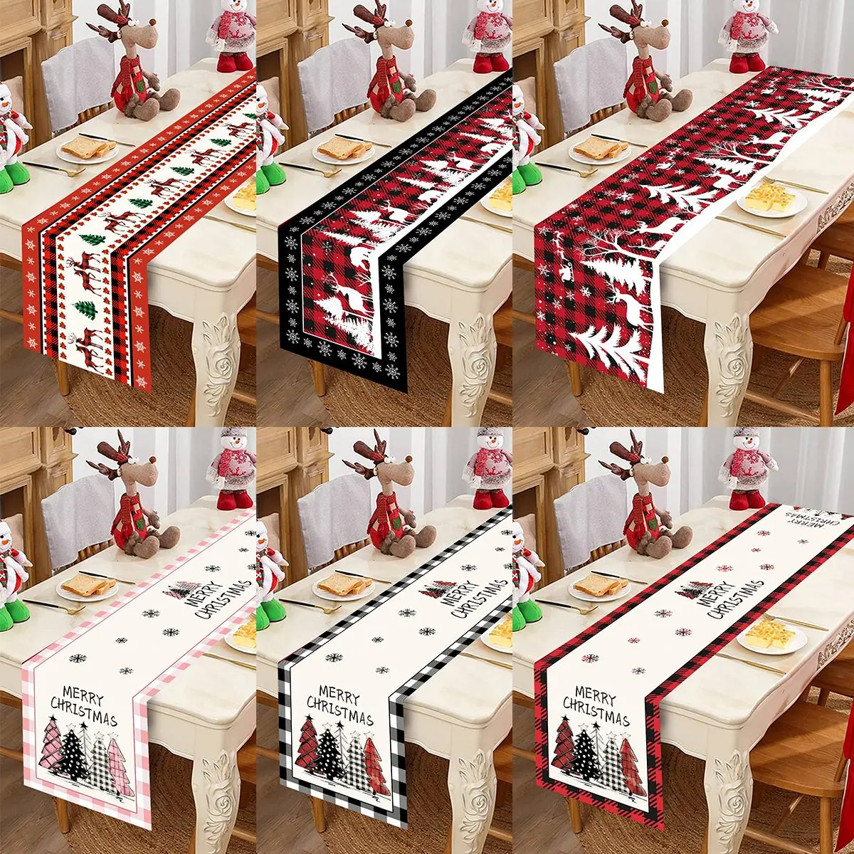 Рождественская дорожка для стола, полиэстер | AliExpress