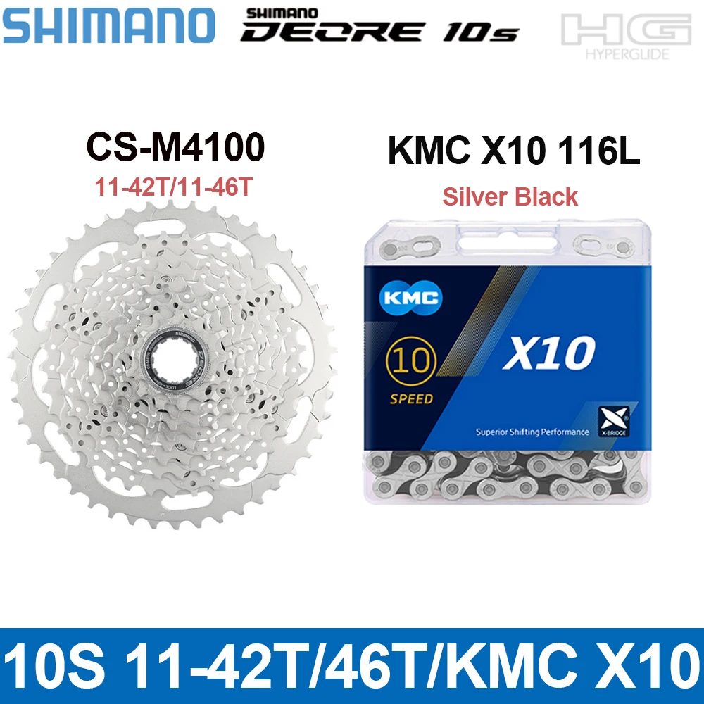 SHIMANO-Deore-M4100-10S-11-42T-11-46T-Cassette-Cassette-KMC-X10-116L ...