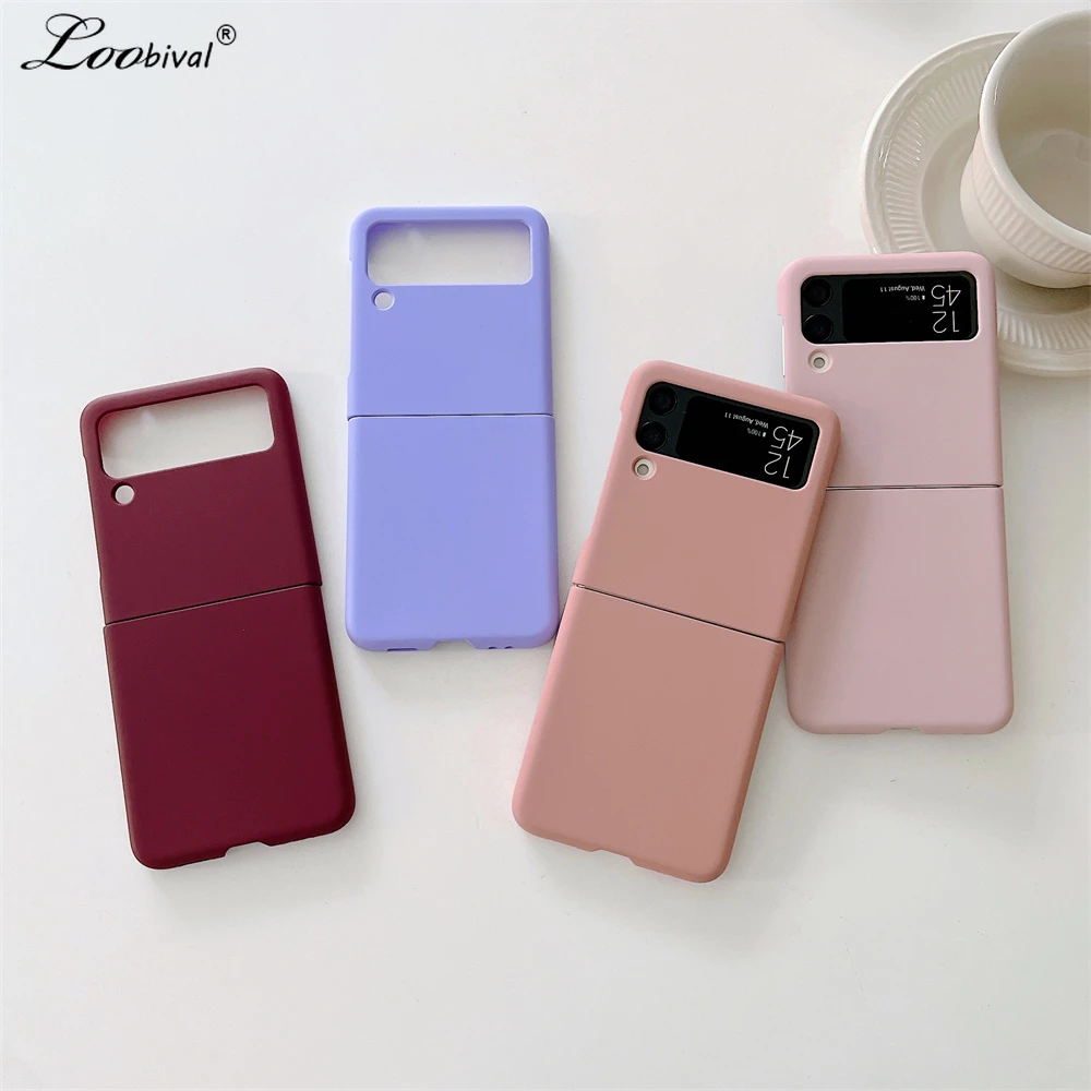 For Samsung Galaxy Z Flip 4 3 Candy Pure Color Case For Samsung Z Flip4 ...