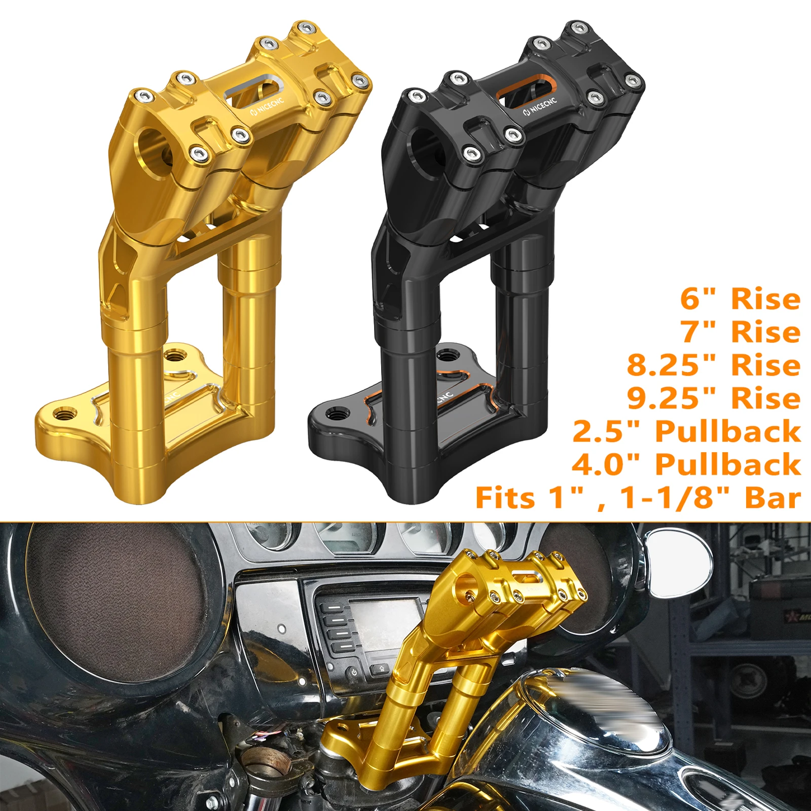 1-1-1-8-Handlebar-Risers-for-Harley-Street-Glide-FLHX-2006-2024-Street ...