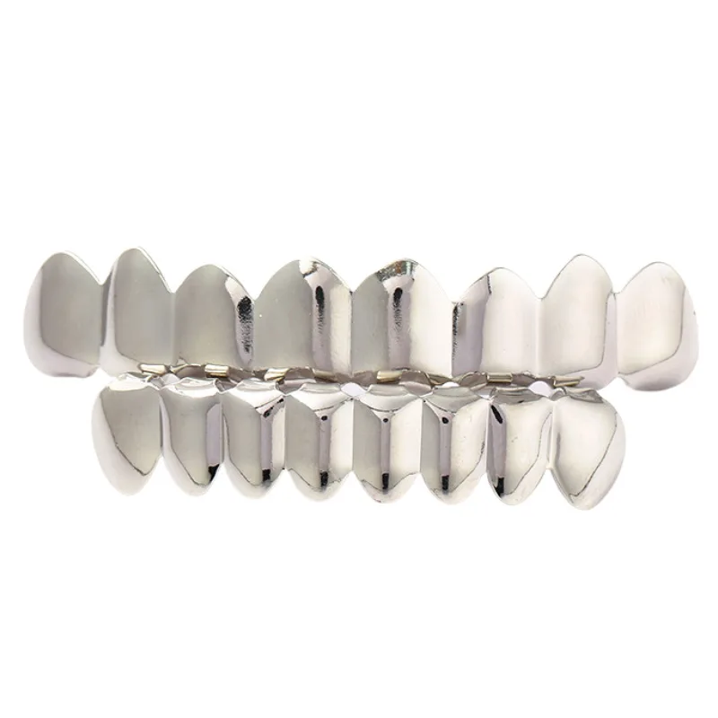 Teeth-Grillz-Set-For-Unisex-Top-Bottom-Mouth-Gold-Silver-Color-Teeth ...