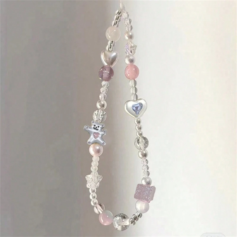 Korean-Cute-3D-Bear-Love-Heart-Diamond-Phone-Bracelet-Chain-Lanyard ...