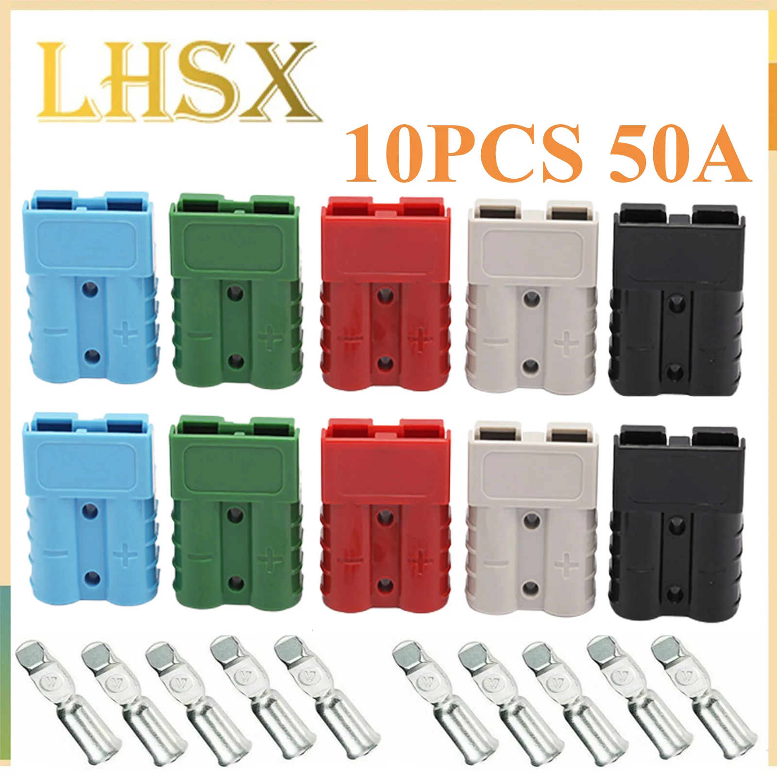 10Pcs For Anderson Plug Connector 50A 6awg Caravan Trailer Solar Truck ...